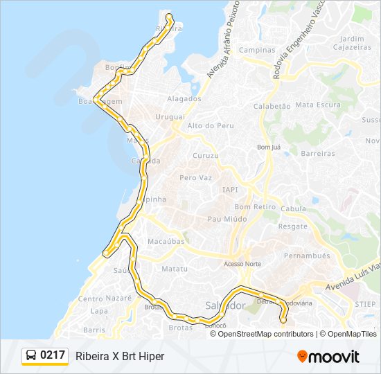 0217 Route: Schedules, Stops & Maps - Ribeira X Brt Hiper (Updated)