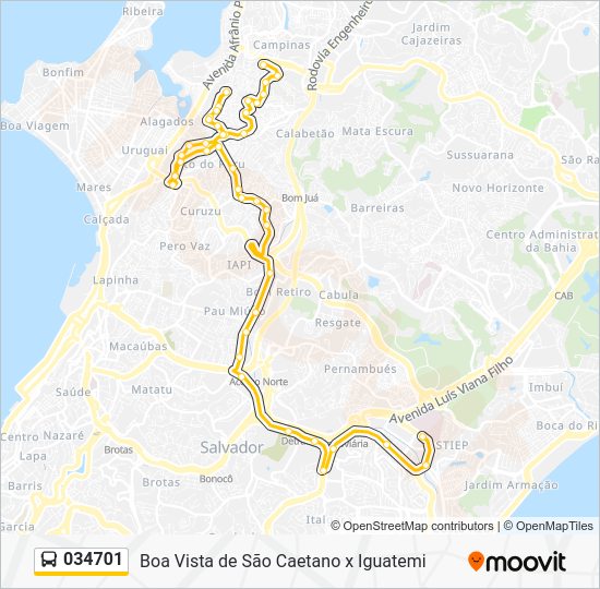 034701 Route: Schedules, Stops & Maps - Boa V. S. Caetano X Iguatemi ...