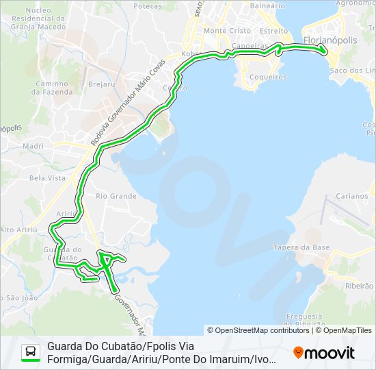 Rota da linha 0352 guardaflorianópolis via formigaguardaaririucentro de ...