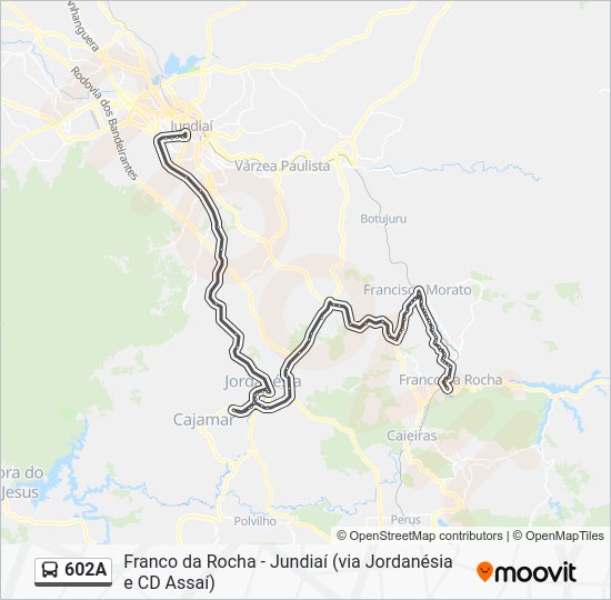 Rota da linha 602A: horários, paradas e mapas - Jundiaí via Jordanésia ...
