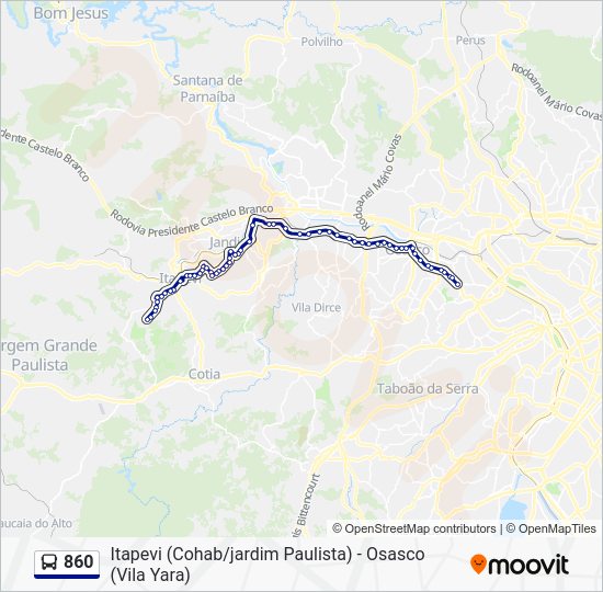 Rota da linha 860: horários, paradas e mapas - Osasco (Vila Yara ...