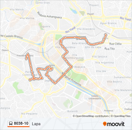 Rota da linha 803810: horários, paradas e mapas - Lapa (Atualizado)