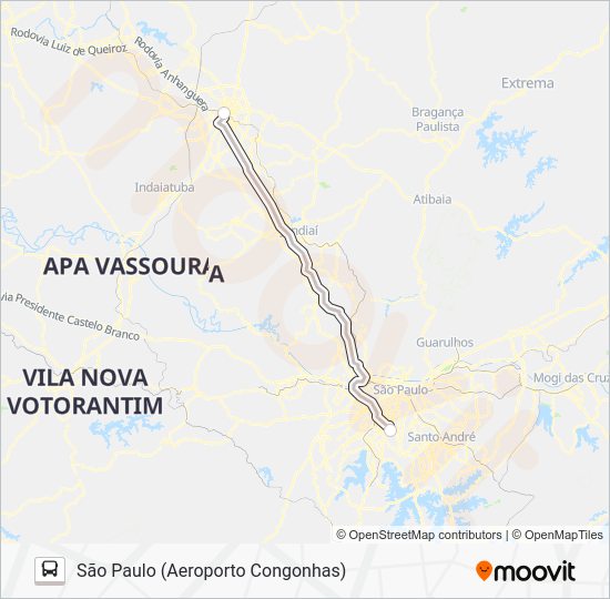 Rota da linha SÃO PAULO AEROPORTO CONGONHAS CAMPINAS: horários, paradas ...