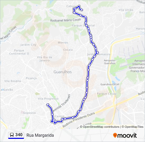Rota da linha 340: horários, paradas e mapas - Rua Margarida (Atualizado)