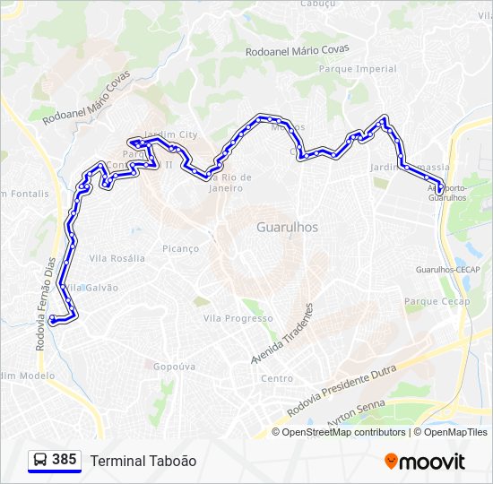 Rota da linha 385: horários, paradas e mapas - Terminal Taboão (Atualizado)