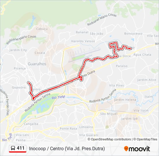 Rota da linha 411: horários, paradas e mapas - Rua Quatorze (Atualizado)