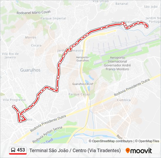 Rota da linha 453: horários, paradas e mapas - Terminal São João ...