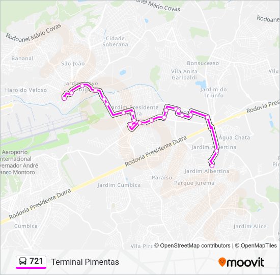 Rota da linha 721: horários, paradas e mapas - Terminal Pimentas ...