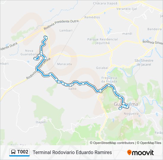 Rota da linha t002: horários, paradas e mapas - Terminal Rodoviario Eduardo Ramires (Atualizado)