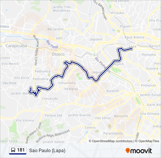 181 Route: Schedules, Stops & Maps - Sao Paulo (Lapa) (Updated)