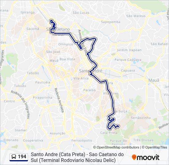 194 Route: Schedules, Stops & Maps - Santo Andre (Cata Preta) (Updated)
