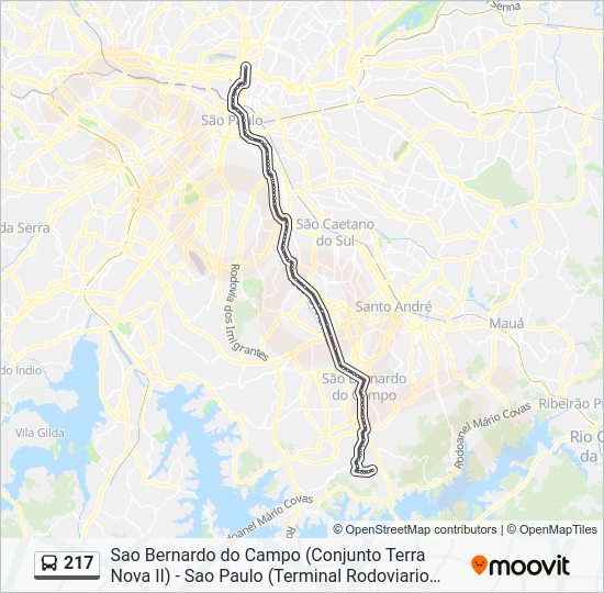 Rota da linha 217: horários, paradas e mapas - Sao Paulo (Terminal ...