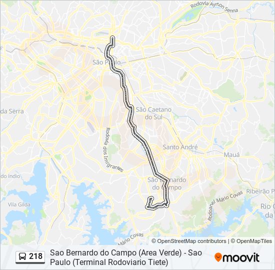 Rota da linha 218: horários, paradas e mapas - Sao Paulo (Terminal ...