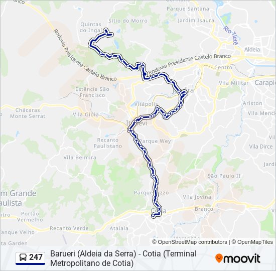 Rota da linha 247: horários, paradas e mapas - Barueri (Aldeia da Serra ...