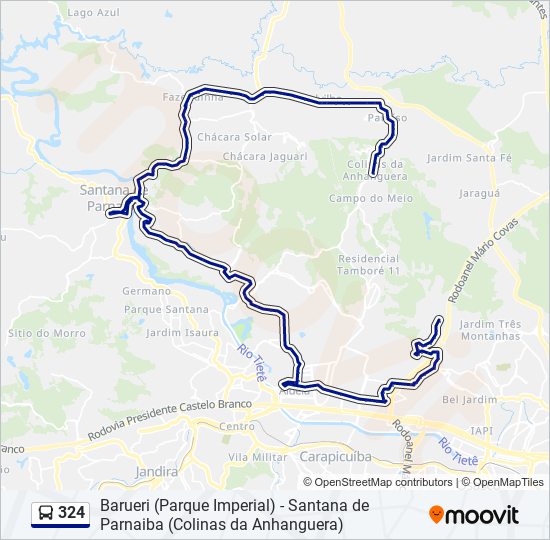 Rota da linha 324: horários, paradas e mapas - Barueri (Parque Imperial ...
