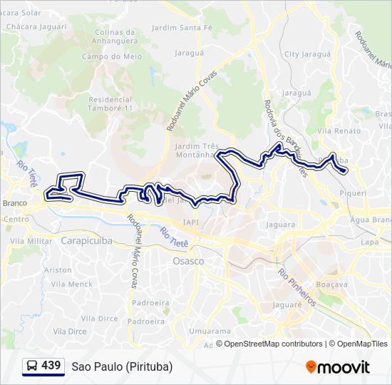 Rota da linha 439: horários, paradas e mapas - Sao Paulo (Pirituba ...