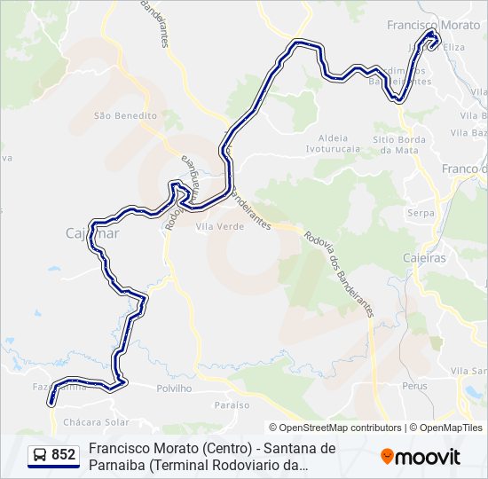 Rota da linha 852: horários, paradas e mapas - Francisco Morato (Centro ...
