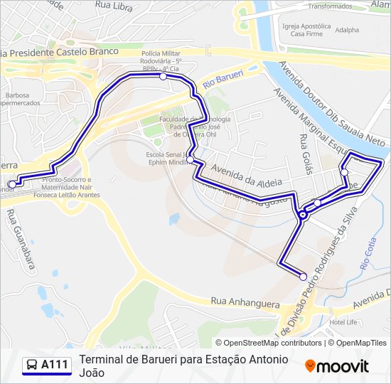 Rota da linha A111: horários, paradas e mapas - Terminal de Barueri ...