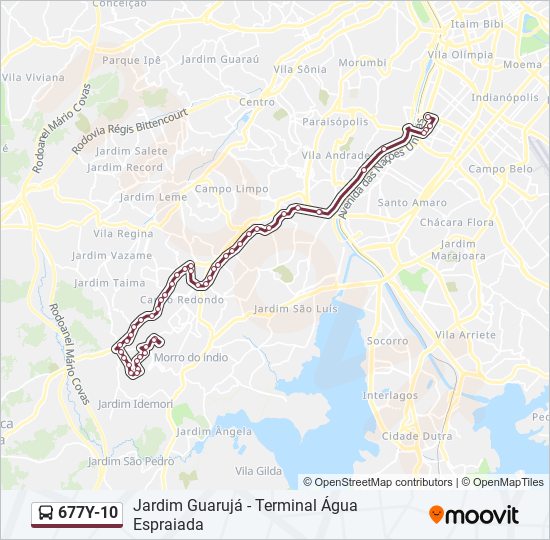 Rota da linha 677y10: horários, paradas e mapas - Jd. Guarujá (Atualizado)