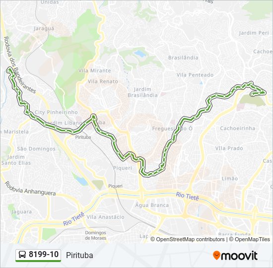 Rota da linha 819910: horários, paradas e mapas - Pirituba (Atualizado)