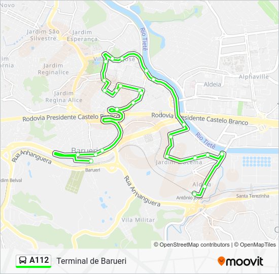 Rota da linha A112: horários, paradas e mapas - Terminal de Barueri ...