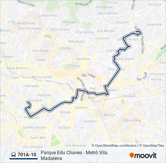 Rota da linha 701a10: horários, paradas e mapas - Pq. Edu Chaves ...