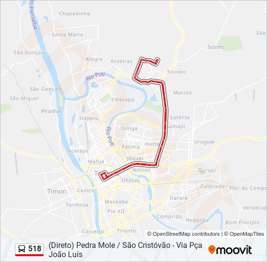 518 Route: Schedules, Stops & Maps - (Direto) Pedra Mole / São ...