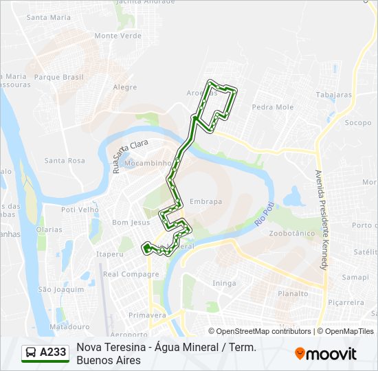 Rota da linha A233: horários, paradas e mapas - Nova Teresina - Água ...