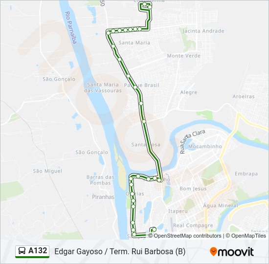 A132 Route: Schedules, Stops & Maps - Edgar Gayoso / Term. Rui Barbosa ...