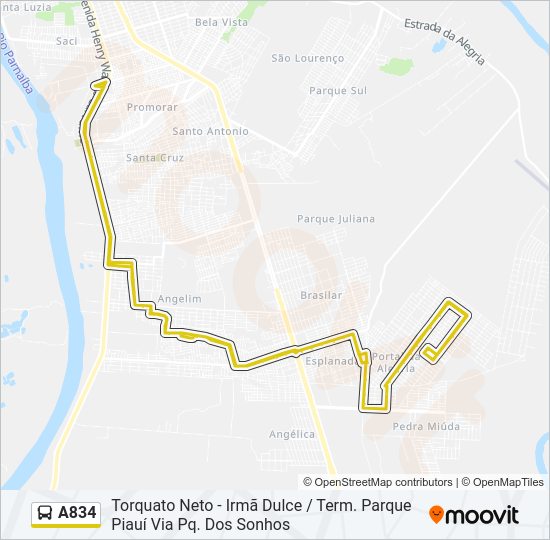 Línea A834: horarios, paradas y mapas - Torquato Neto - Irmã Dulce ...