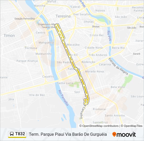 Línea T832: horarios, paradas y mapas - Term. Parque Piauí Via Barão De ...