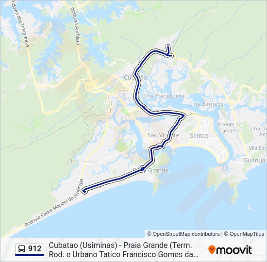 912 Route: Schedules, Stops & Maps - Cubatao (Usiminas) (Updated)