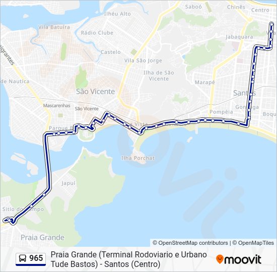 Rota da linha 965: horários, paradas e mapas - Santos (Centro) (Atualizado)