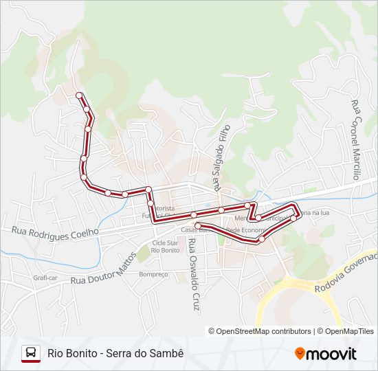 Rota da linha RIO BONITO SERRA DO SAMBÊ: horários, paradas e mapas ...