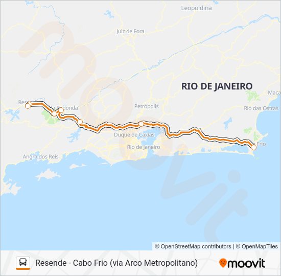 Línea RESENDE CABO FRIO VIA ARCO METROPOLITANO: horarios, paradas y ...