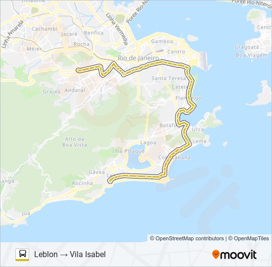 Rota da linha 433: horários, paradas e mapas - Leblon → Vila Isabel ...