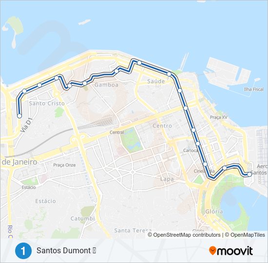 Rota da linha l1: horários, paradas e mapas - Santos Dumont (Atualizado)