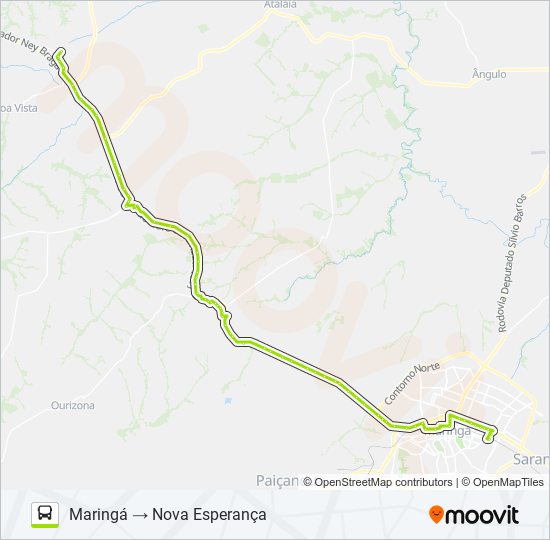 Rota da linha 0215450 maringá nova esperança: horários, paradas e mapas ...