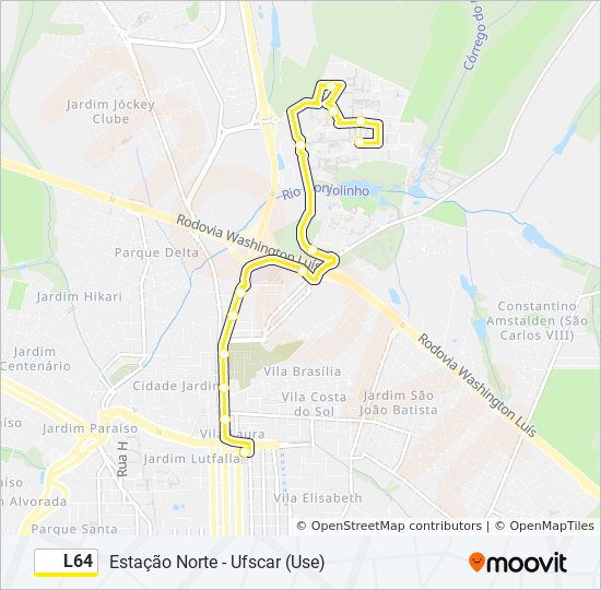 Rota da linha l64: horários, paradas e mapas - Estação Norte - Ufscar ...