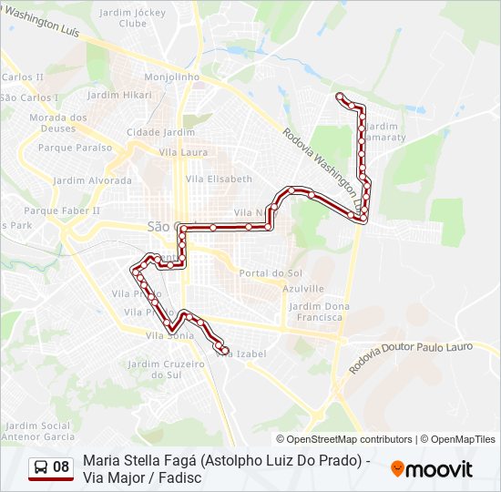 Rota da linha 08: horários, paradas e mapas - Maria Stella Fagá ...