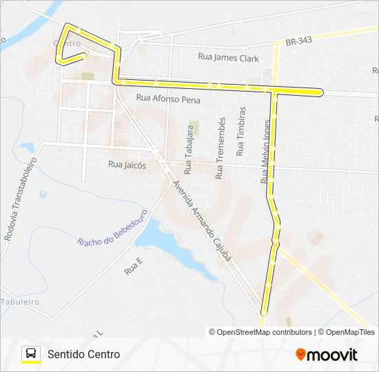 Rota da linha 28 CONJUNTO ESPERANÇA CENTRO VIA AVENIDA SÃO SEBASTIÃO ...
