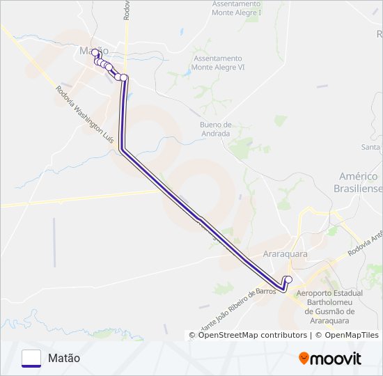 Rota da linha araraquara matão suburbana: horários, paradas e mapas ...