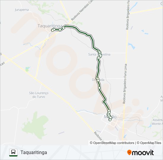Rota da linha matão taquaritinga suburbana: horários, paradas e mapas ...