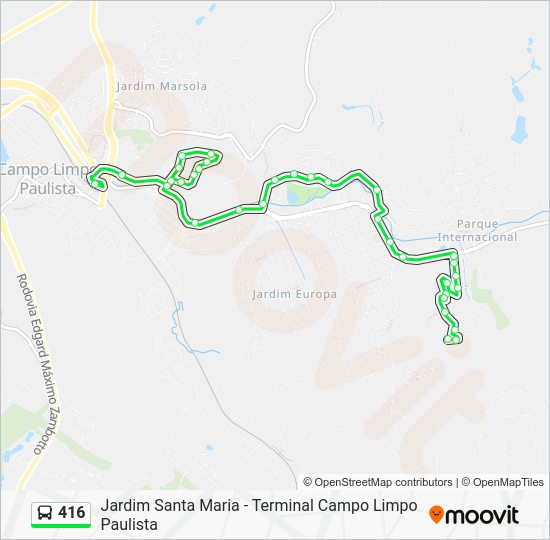 Rota da linha 416: horários, paradas e mapas - Term. Campo Limpo ...