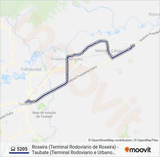 5205 Route: Schedules, Stops & Maps - Taubate (Terminal Rodoviario E ...