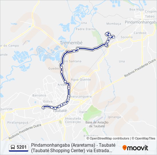 Rota da linha 5201: horários, paradas e mapas - Pindamonhangaba ...