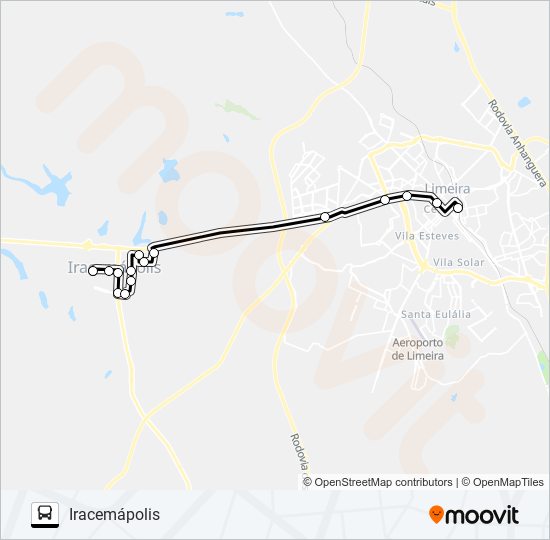 Rota da linha 0043 01 limeira iracemápolis: horários, paradas e mapas ...