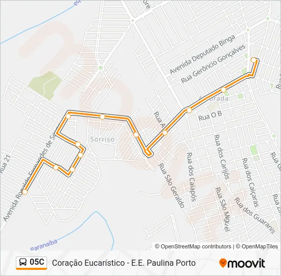 Rota da linha 05C: horários, paradas e mapas - Coração Eucarístico - E ...