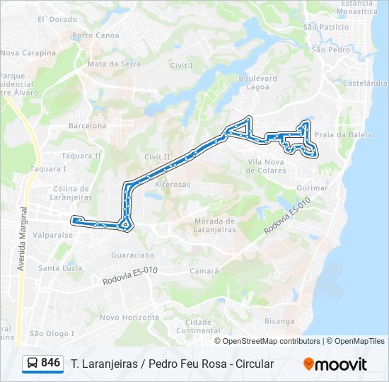846 Route: Schedules, Stops & Maps - Terminal Laranjeiras / Pedro Feu ...
