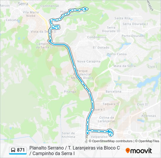 Línea 871: horarios, paradas y mapas - T. Laranjeiras (Actualizado)